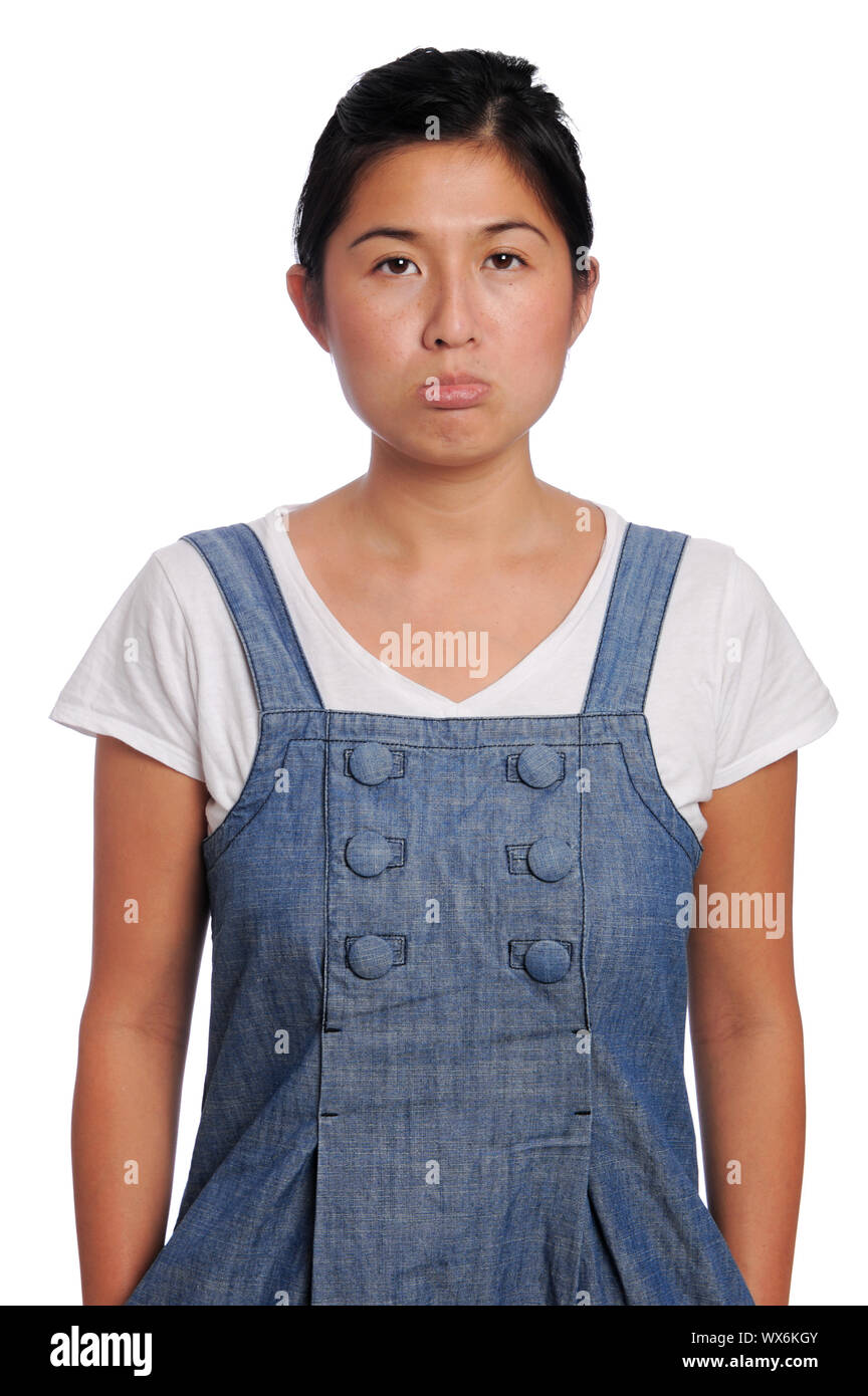 Grumpy face cute woman hi-res stock photography and images - Alamy