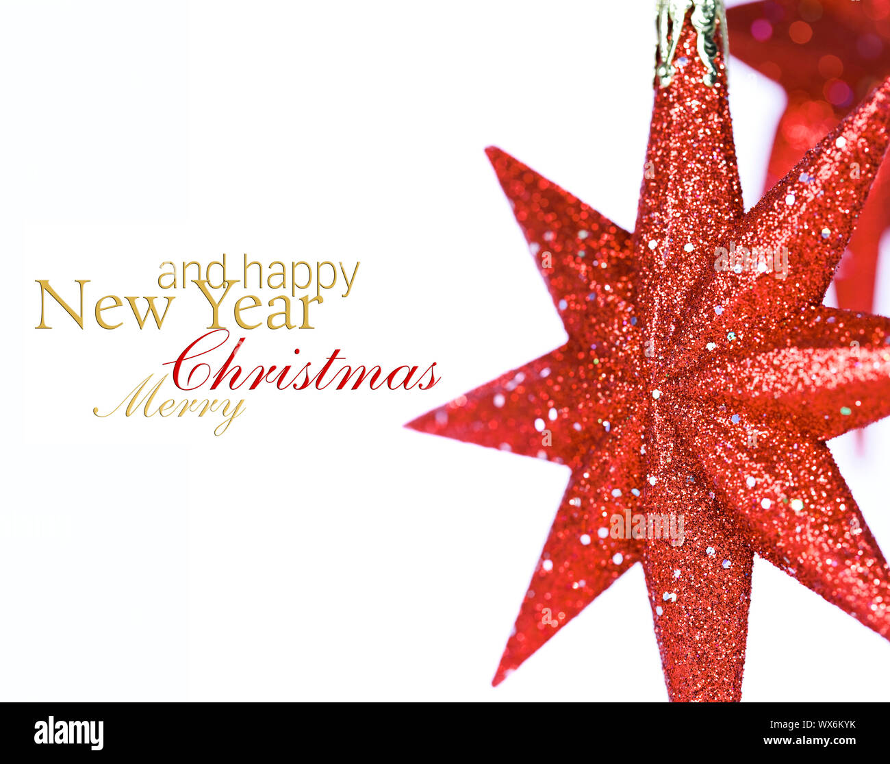 Christmas star over white (with sample text Stock Photo - Alamy