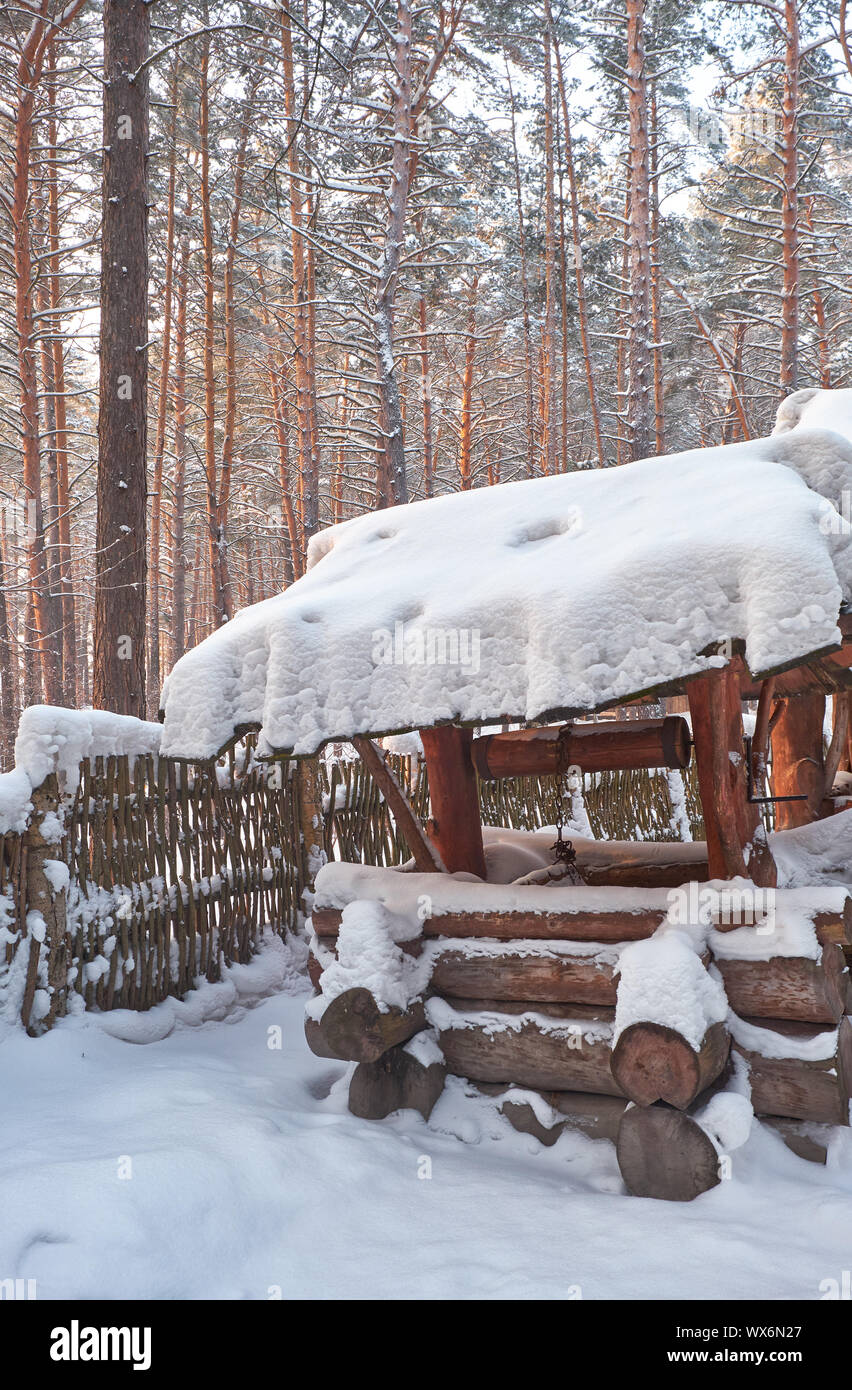 Old traditional wooden country well well made of logs Stock Photo - Alamy