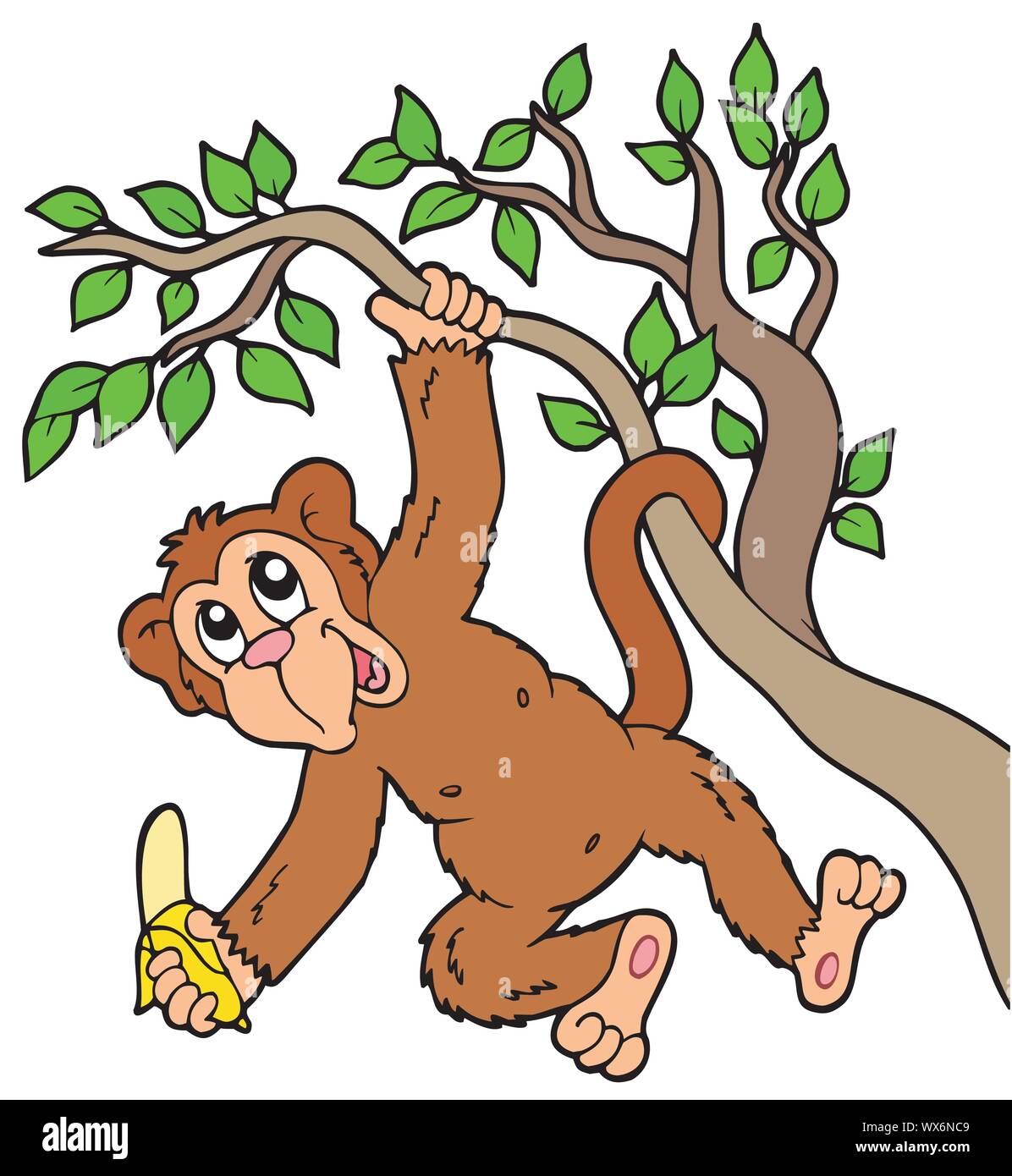 Two Cartoon Monkeys With Bananas