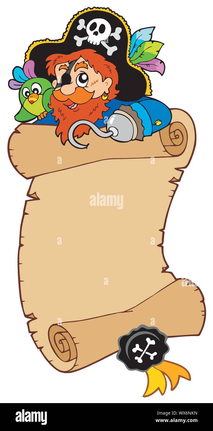 Scroll with pirate and parrot Stock Vector Image & Art - Alamy