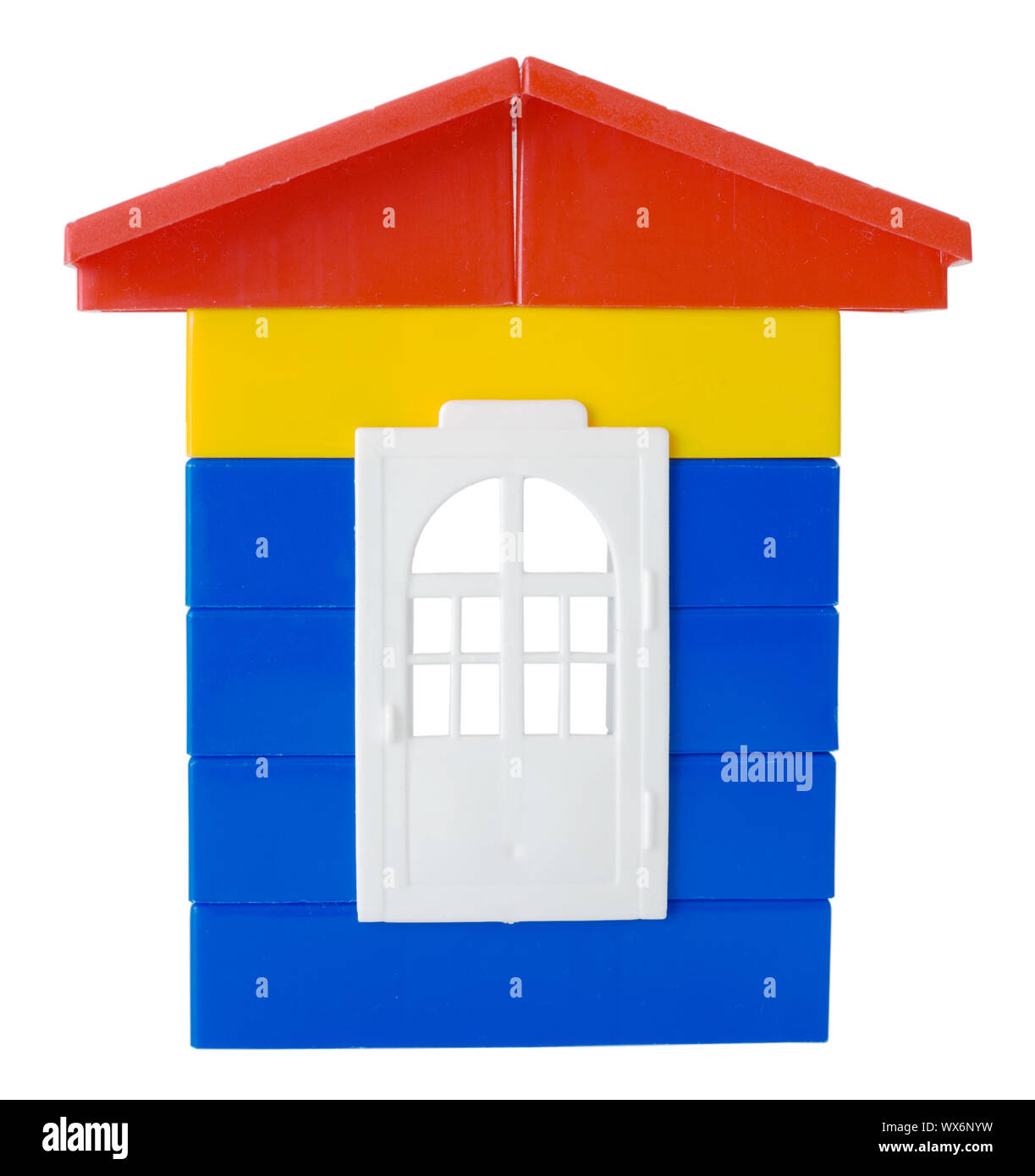 Toy plastic colored house on the white background Stock Photo - Alamy