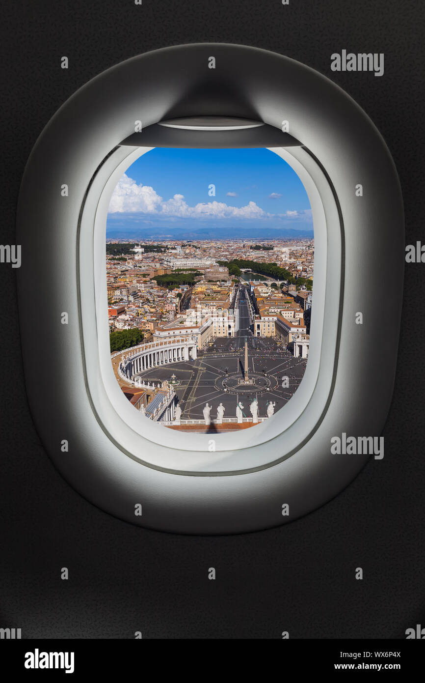 Rome Italy in airplane window Stock Photo - Alamy
