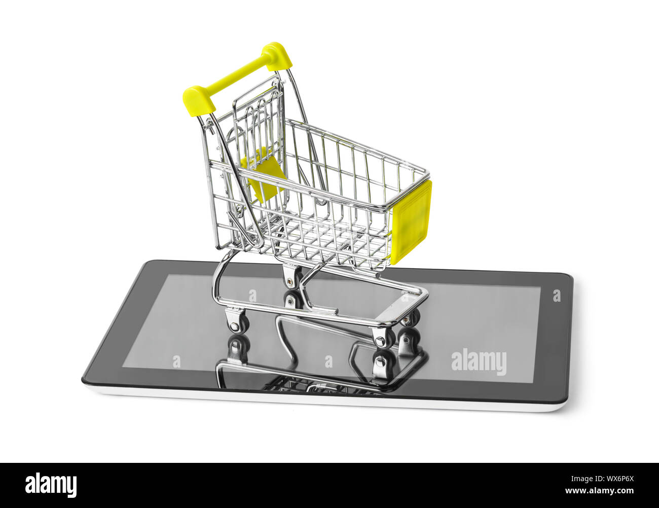Yellow mobile phone shopping basket hi-res stock photography and images ...