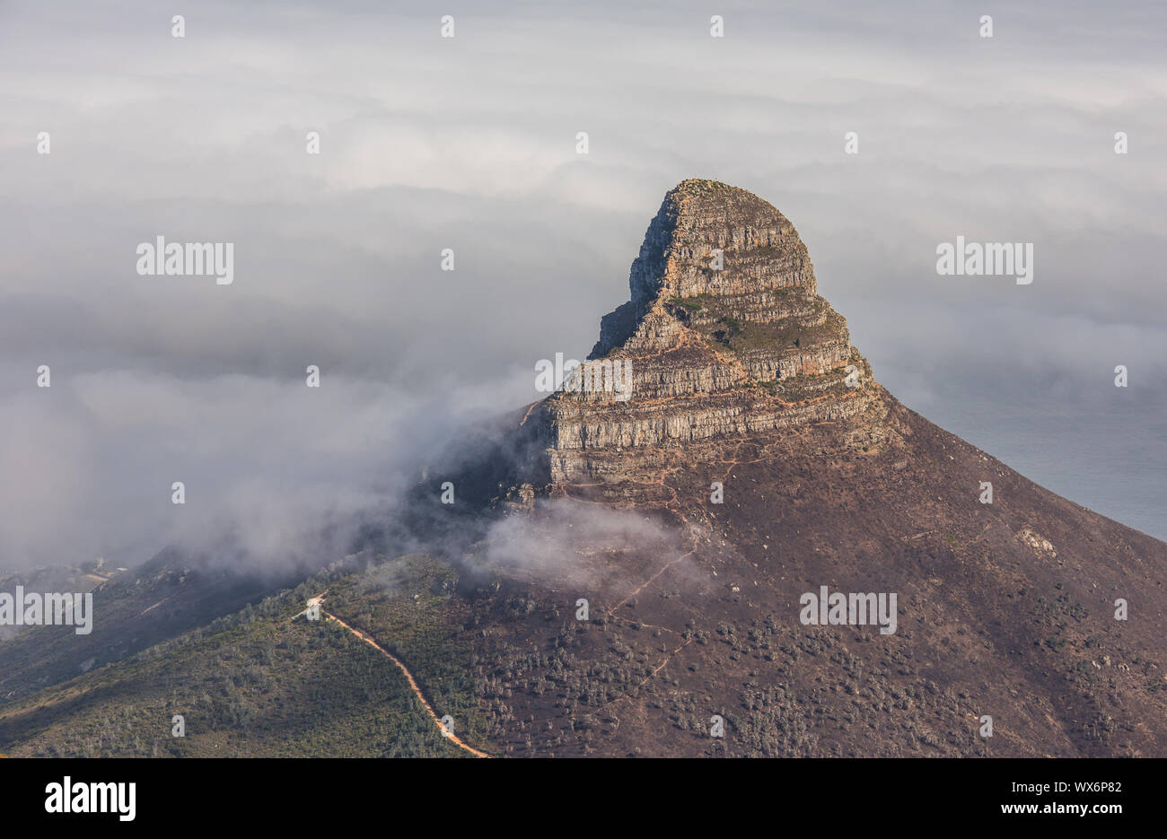 Panoramic view of Cape Town, Lion's Head and Signal Hill from the top ...