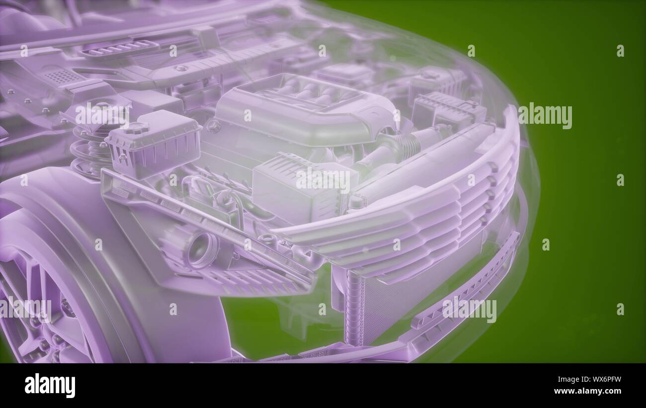 Holographic animation of 3D wireframe car model Stock Photo - Alamy