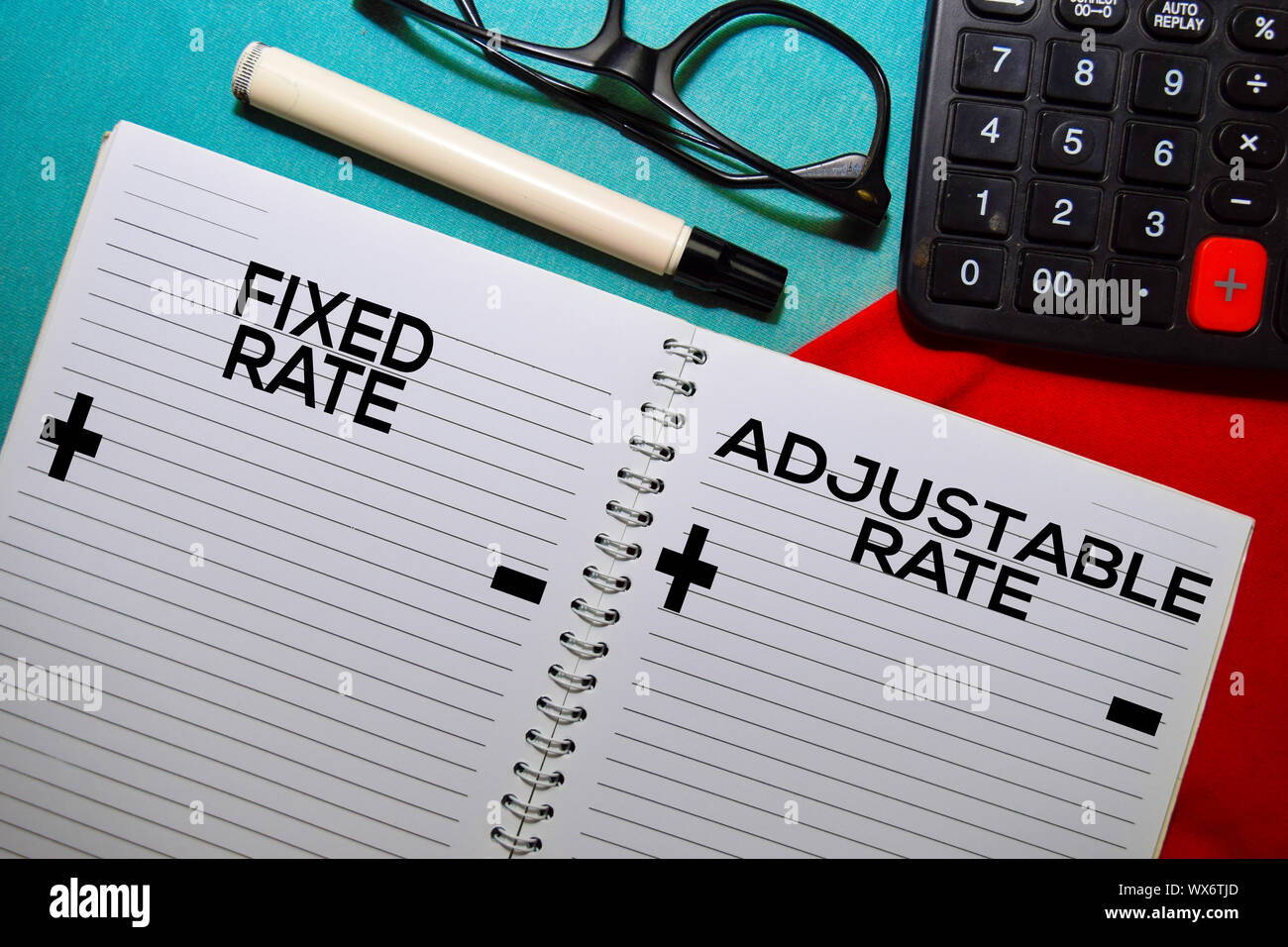 Fixed Rate and Adjustable Rate text on a book isolated on office desk ...