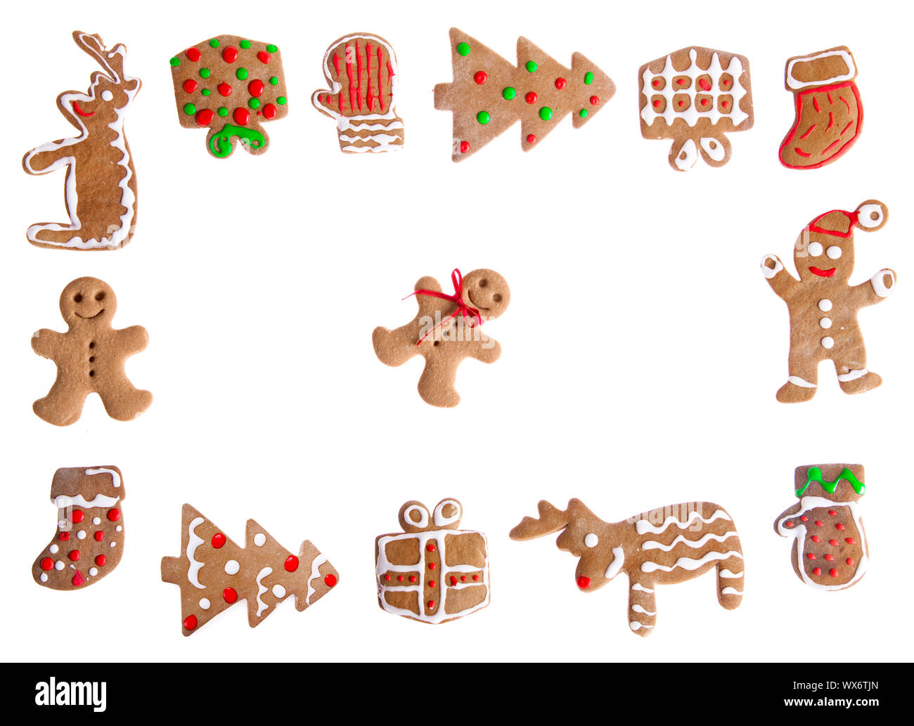 Homemade Gingerbread cookies with different shapes isolated on white ...