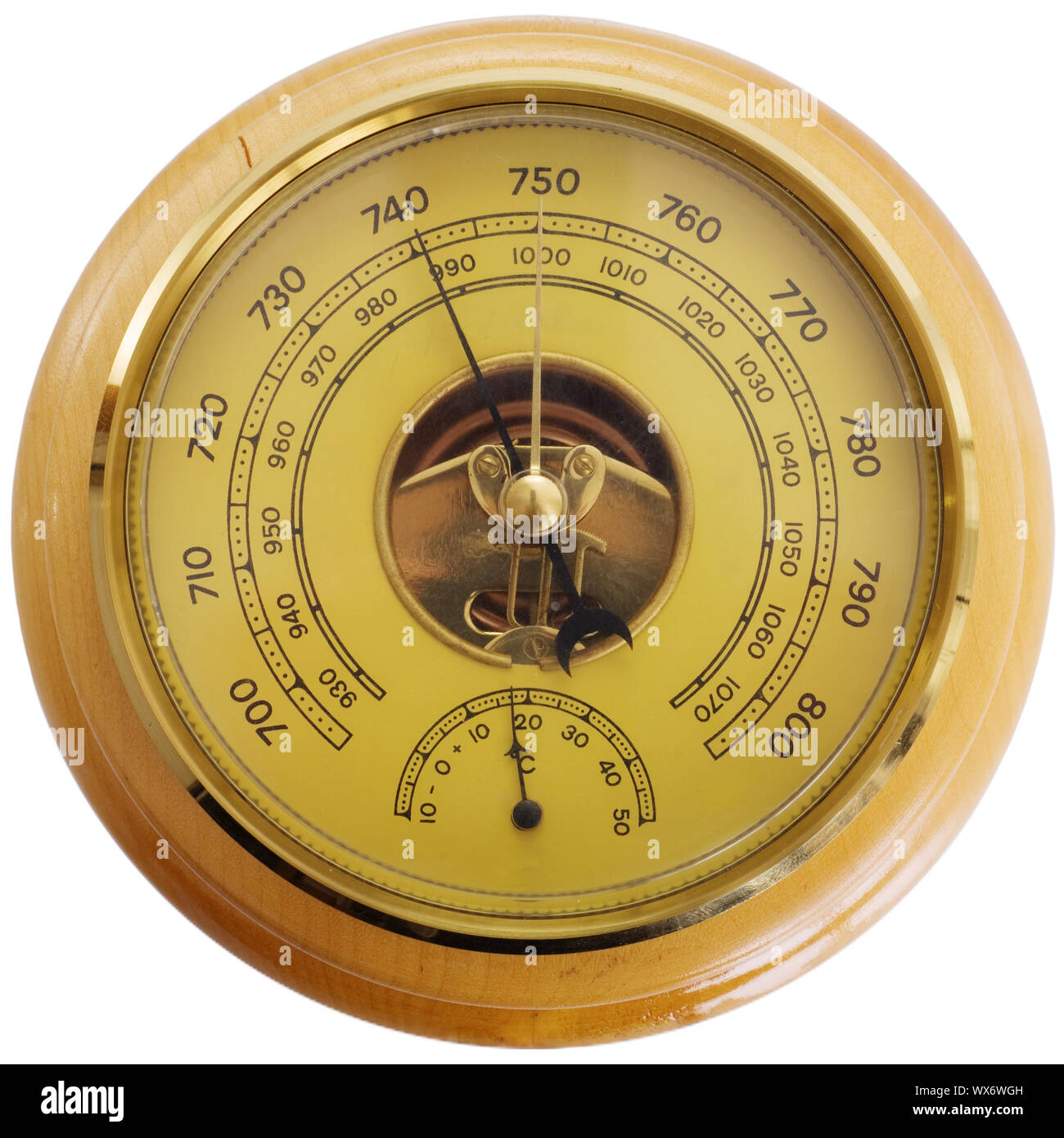 Antique wooden barometer on the white background Stock Photo - Alamy