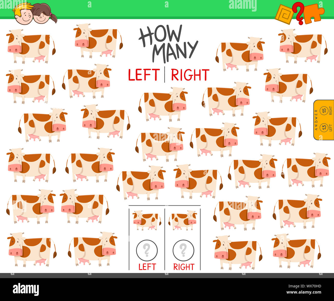 counting left and right pictures of cow Stock Photo - Alamy