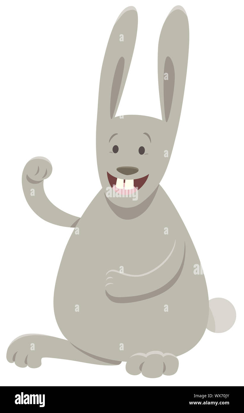 funny gray rabbit cartoon animal character Stock Photo - Alamy
