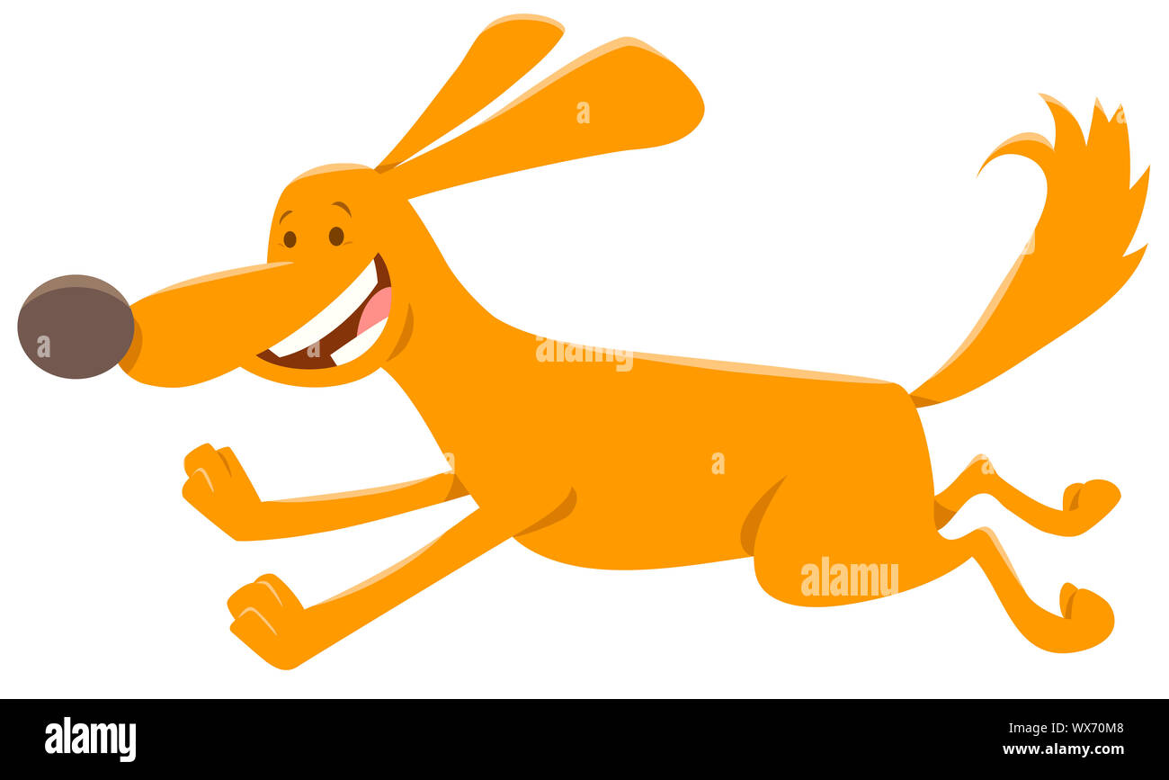 happy running dog cartoon animal character Stock Photo - Alamy