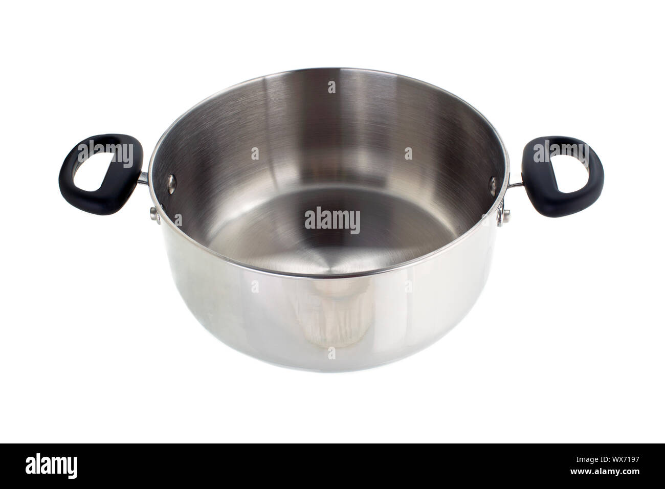 Close up image of aluminum pot against white background Stock Photo - Alamy