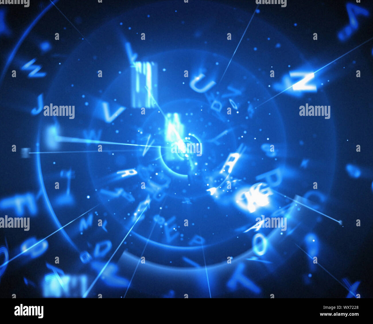 Abstract blue background with letters Stock Photo - Alamy