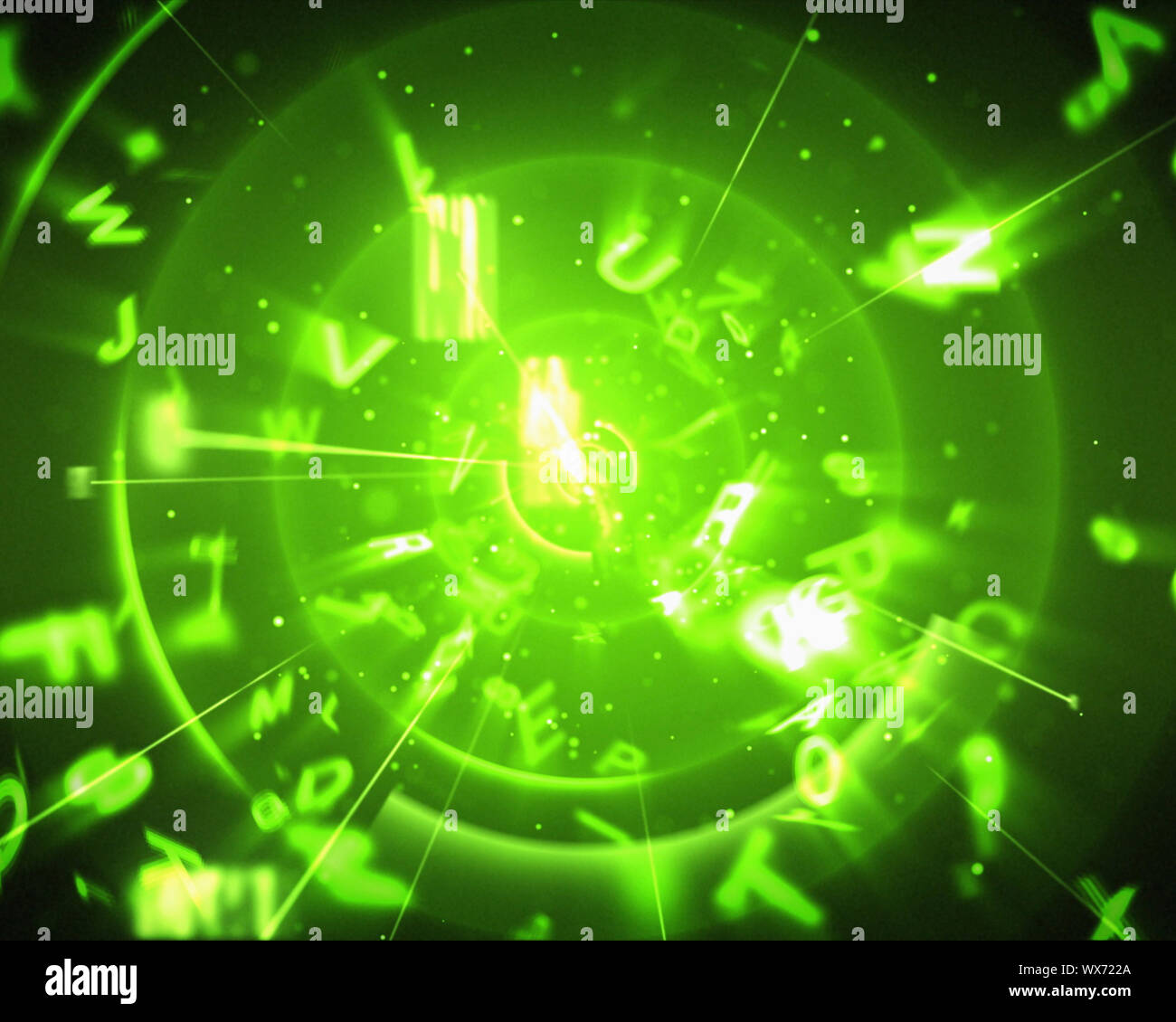 Abstract green background with letters Stock Photo - Alamy