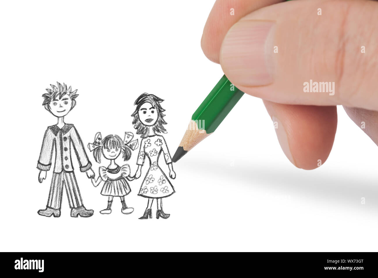 Hand drawing happy family (my picture Stock Photo - Alamy