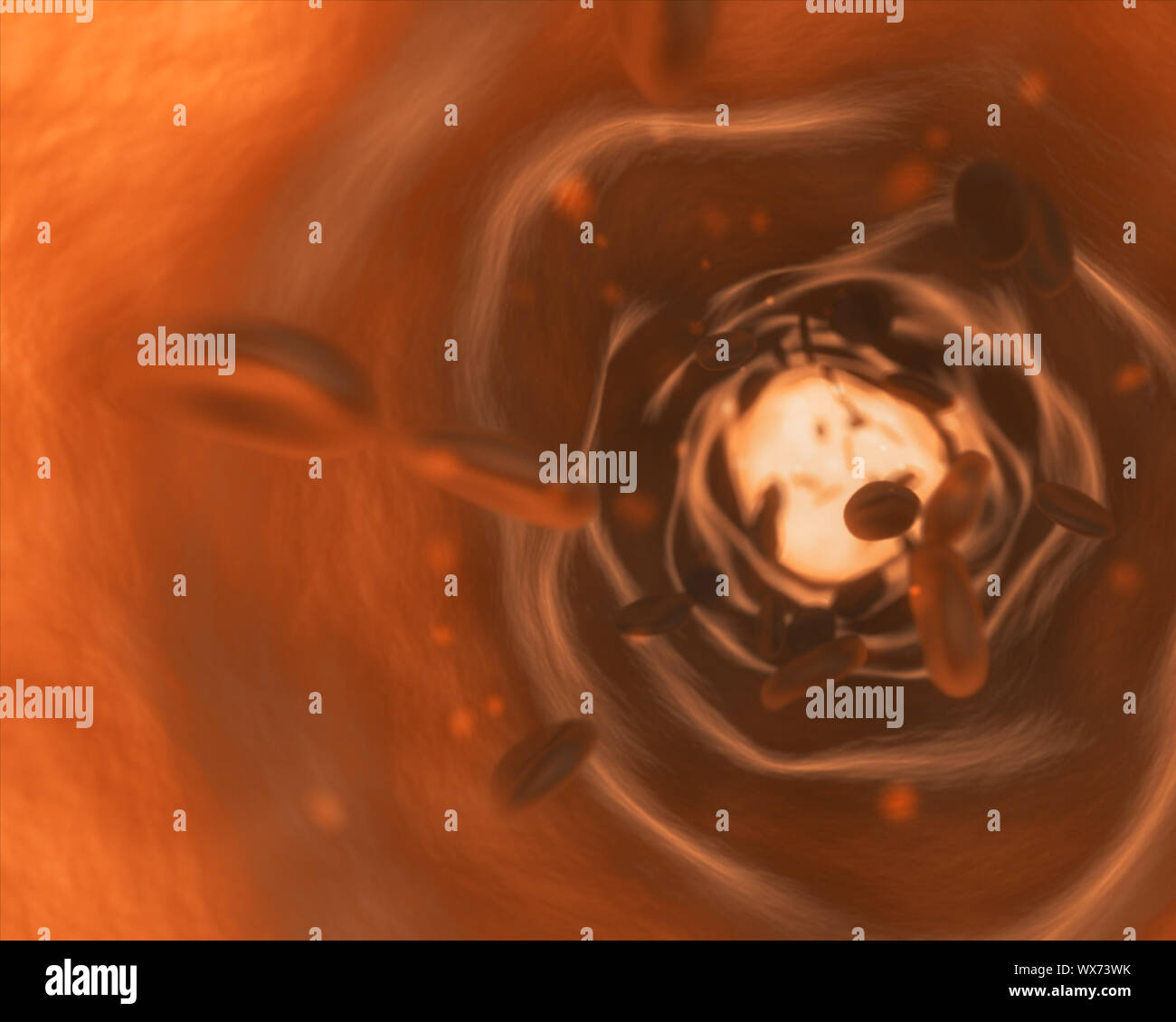 Vein interior with flowing blood in orange Stock Photo - Alamy