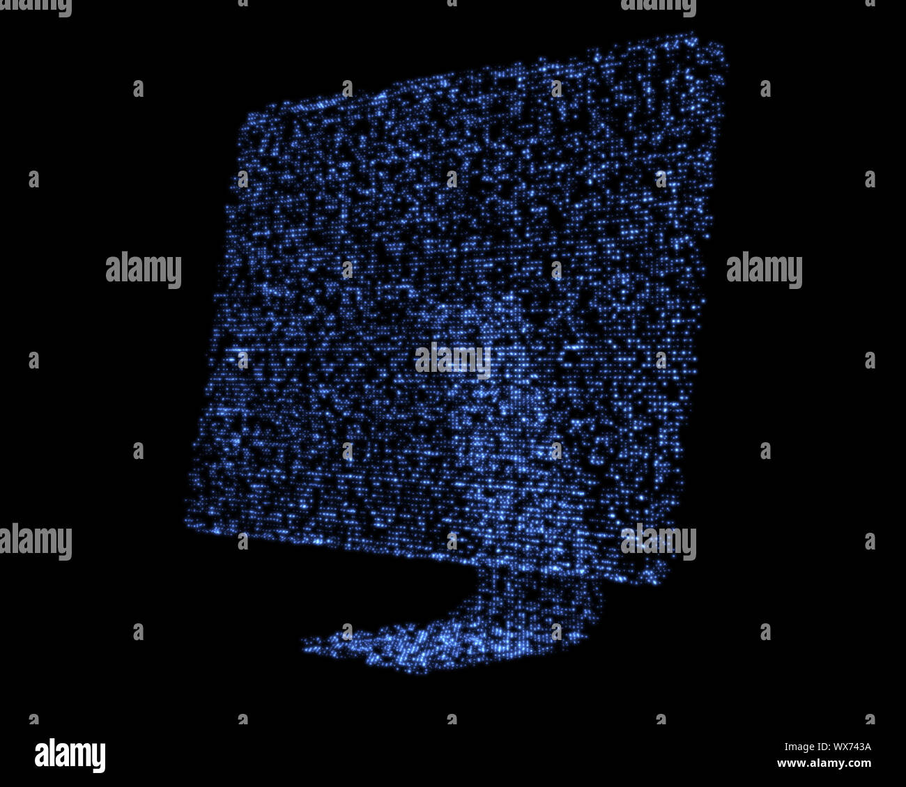 Blue shimmering computer screen on black background Stock Photo - Alamy