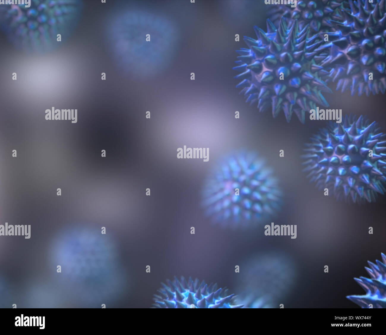 Blue virus cells on black background Stock Photo - Alamy