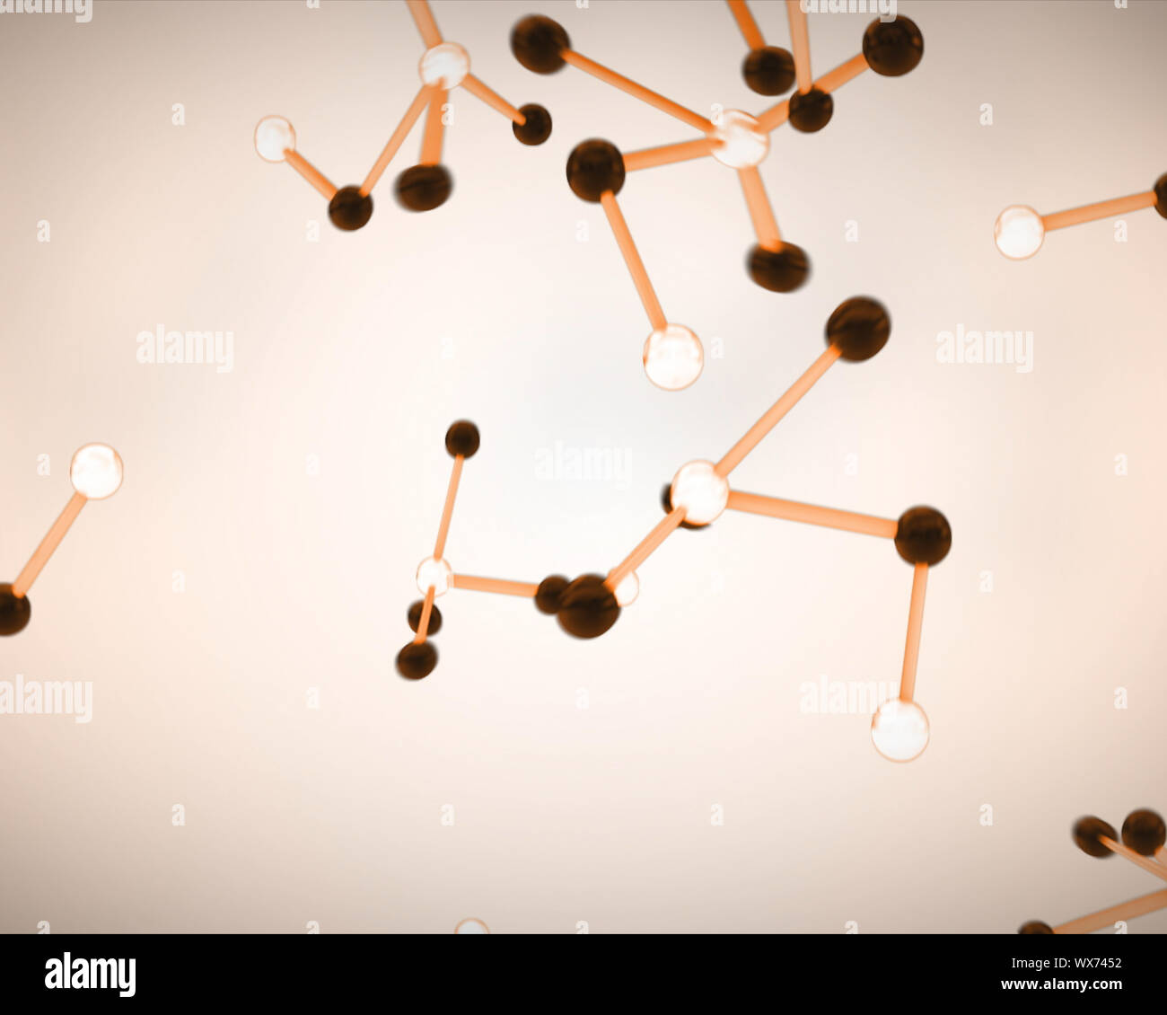 Black, white and orange molecule cells on a grey background Stock Photo ...
