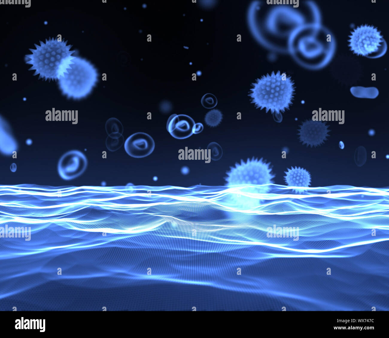 Animation virus cells on blue hi-res stock photography and images - Alamy