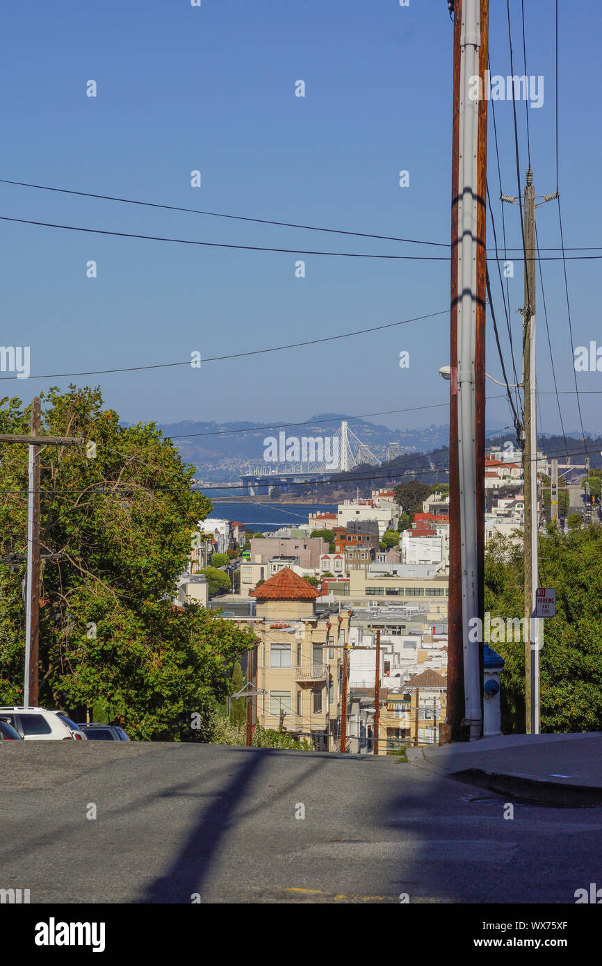 step hills in san francisco view on skyline Stock Photo - Alamy