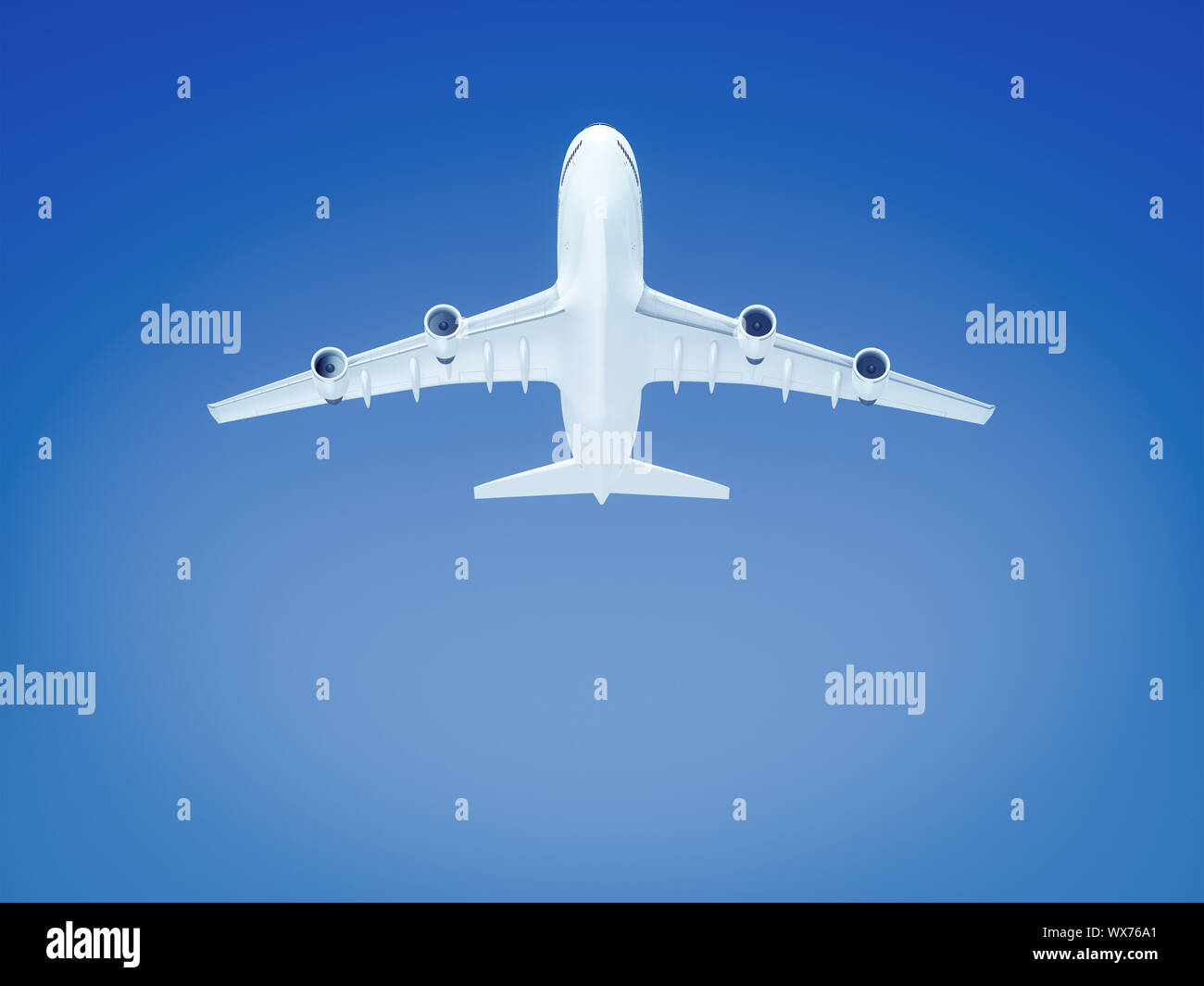big airplane in the blue sky background Stock Photo - Alamy