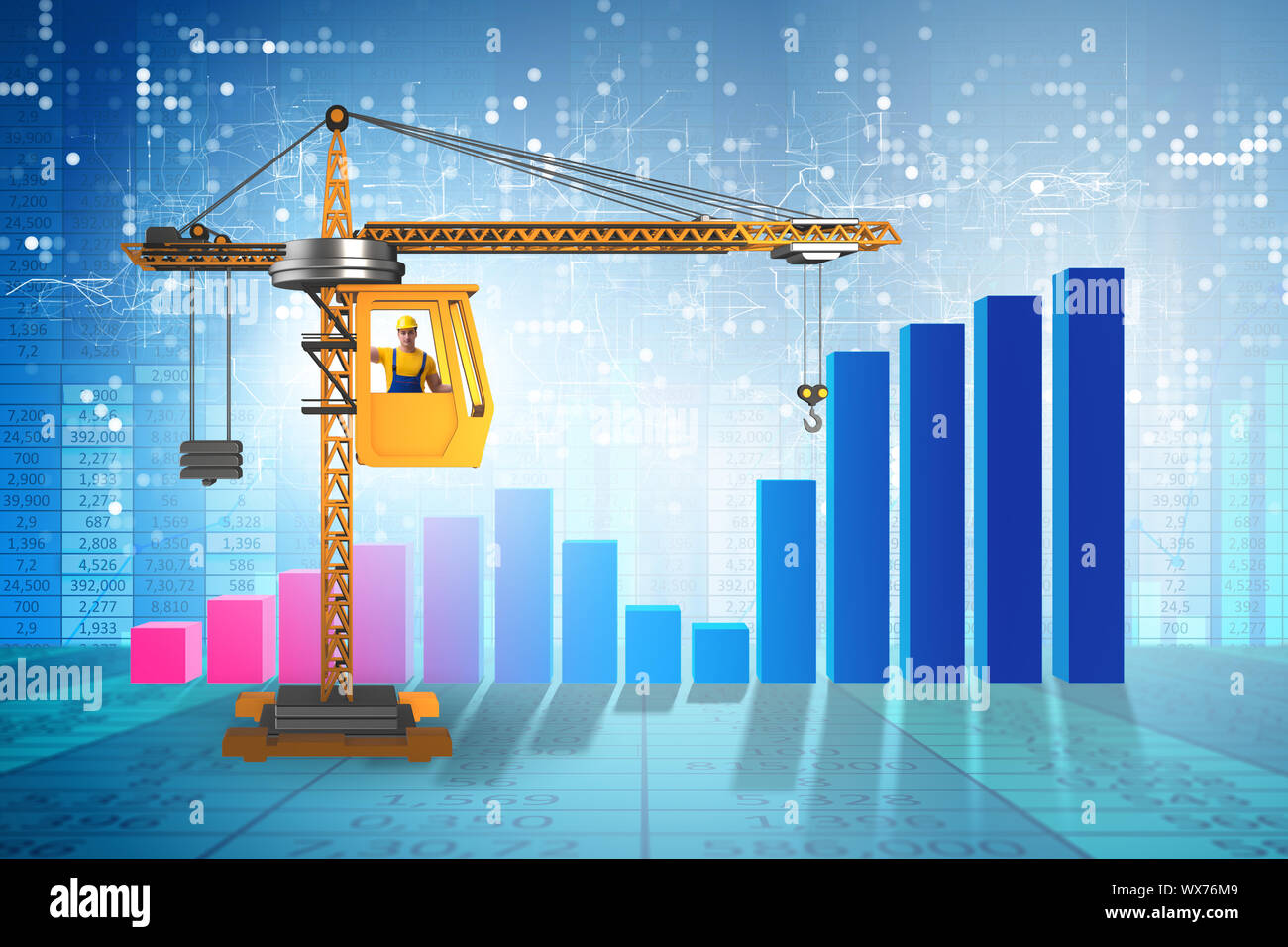 Crane operator in economic growth concept Stock Photo - Alamy