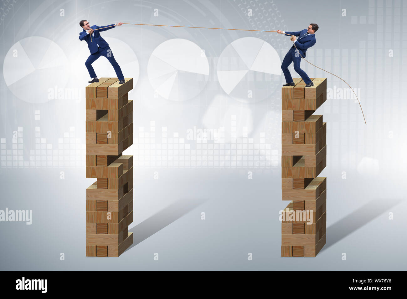 Competition concept with tug of war concept Stock Photo - Alamy