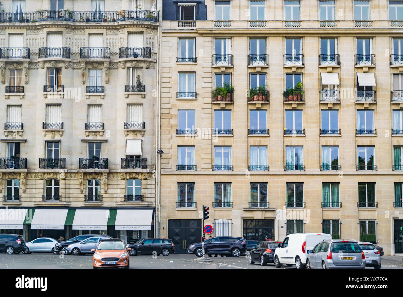 PARIS, FRANCE - 02 OCTOBER 2018: full frame image of building in Paris ...