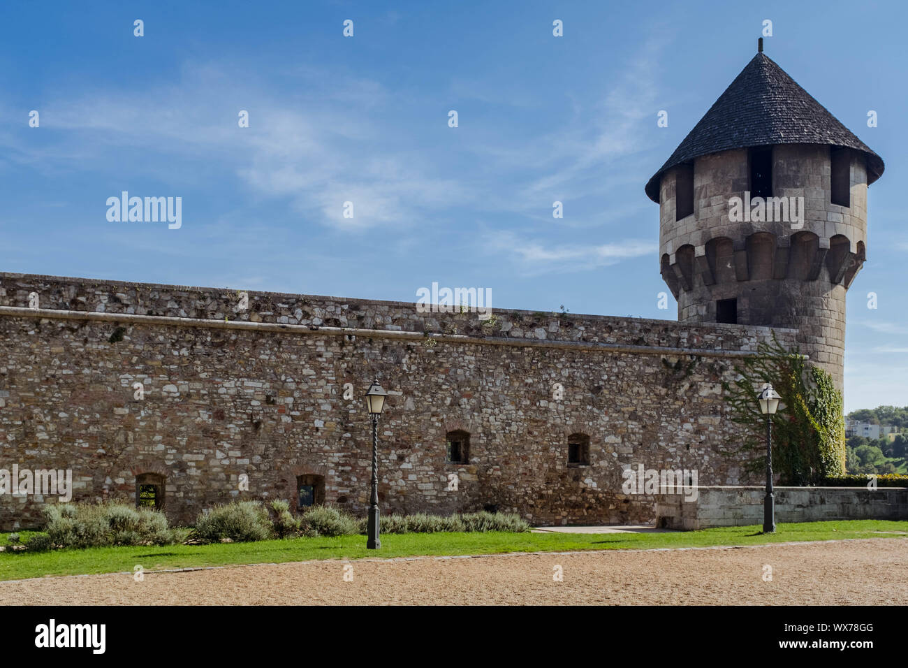Mace Tower of Buda castle medieval fortification system and two street ...