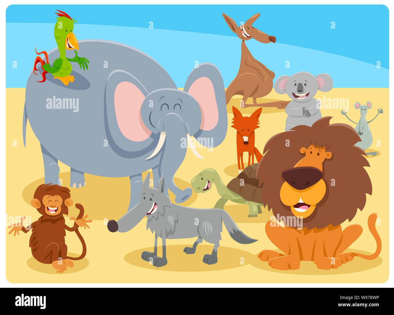 cartoon happy animal characters group Stock Photo - Alamy