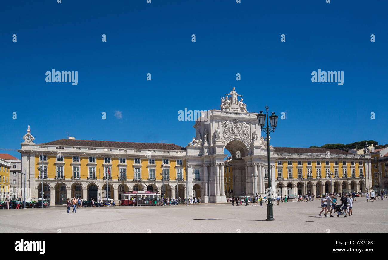 historic commercial square with blue sky Stock Photo - Alamy