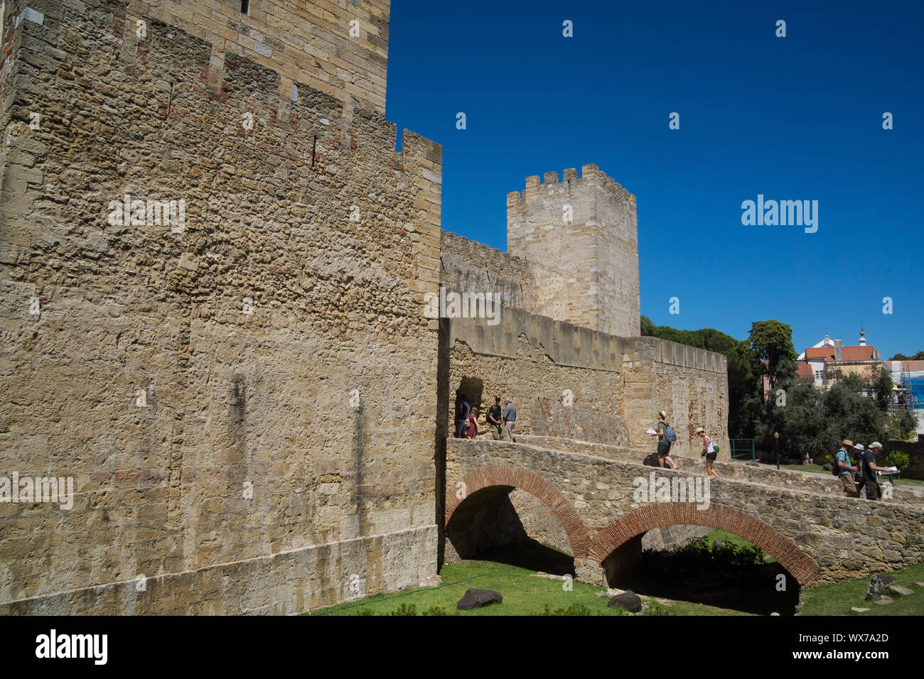 bridge over castle trench Stock Photo - Alamy