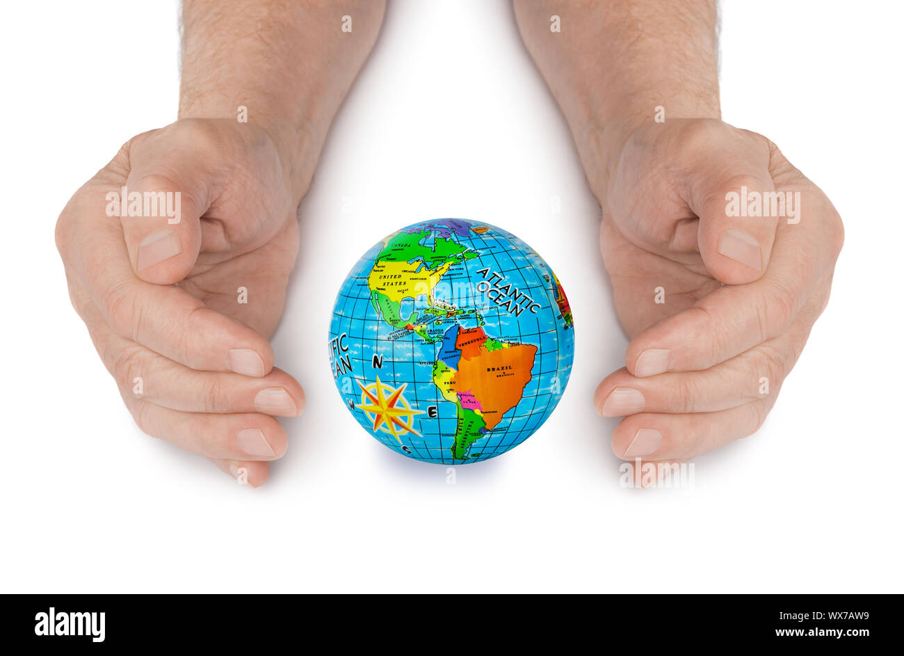 Hands holding globe Cut Out Stock Images & Pictures - Alamy