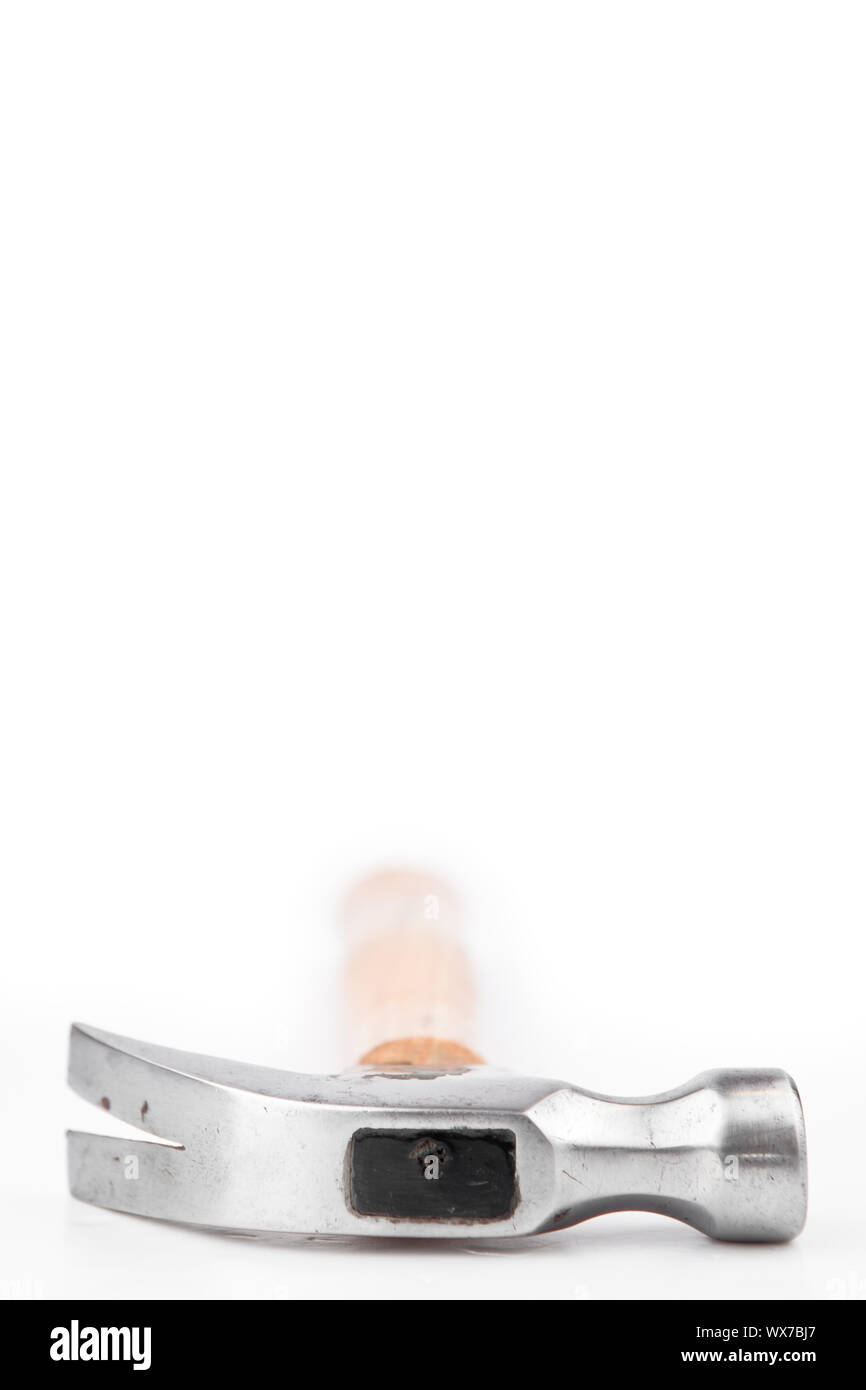 Claw hammer with wooden handle on white background Stock Photo - Alamy