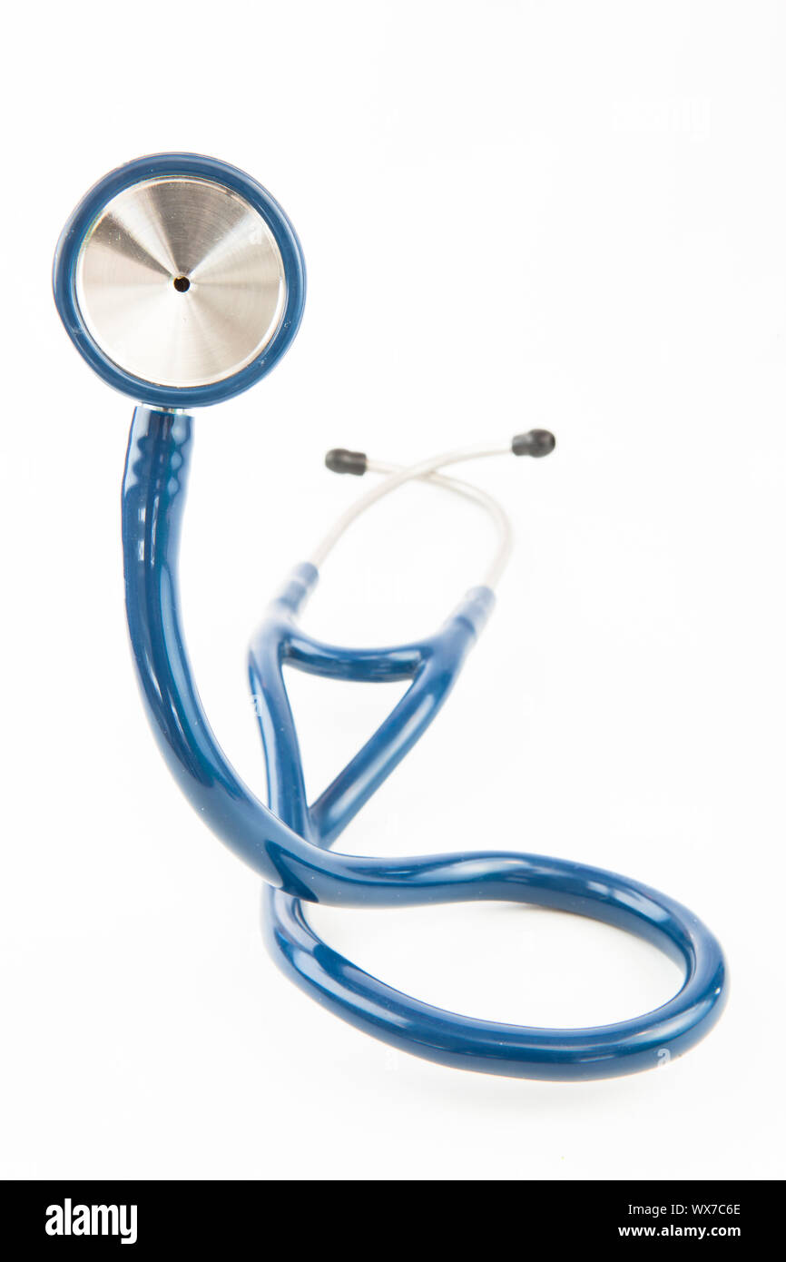 Blue stethoscope isolated on a white background Stock Photo - Alamy