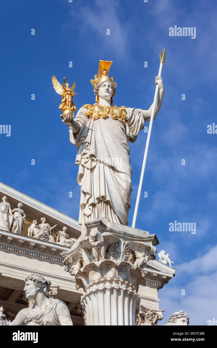 Statue of pallas athene in front of parliament building hi-res stock ...