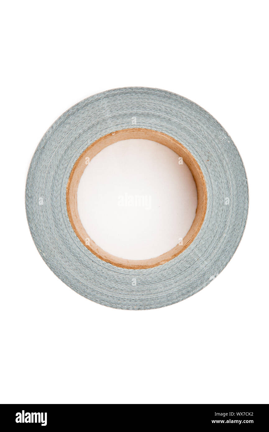 Silver adhesive tape lying on a a white background Stock Photo - Alamy