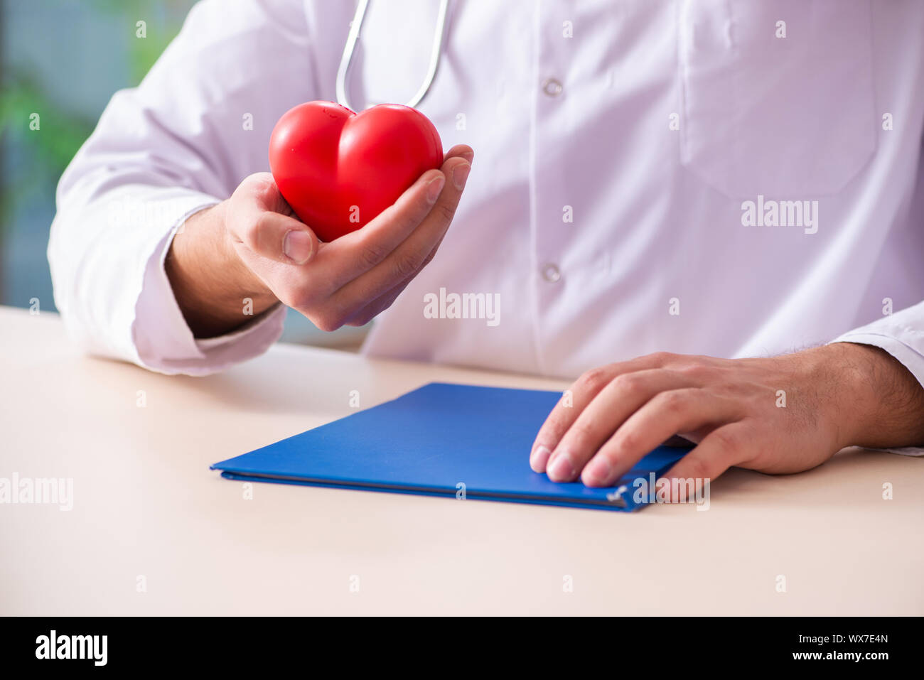Male doctor cardiologist holding heart model Stock Photo - Alamy