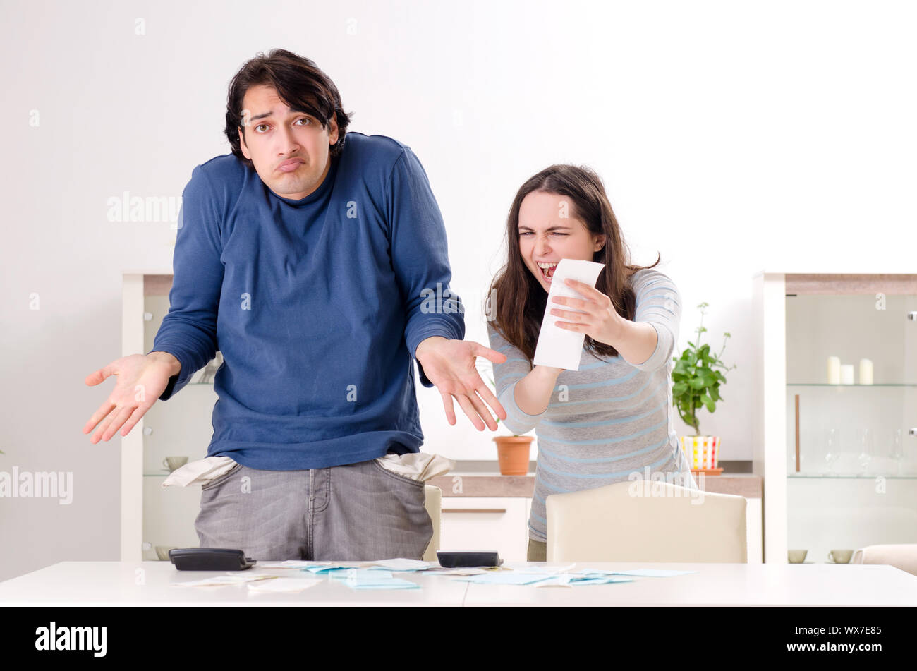 Couple arguing budget expenses hi-res stock photography and images - Alamy