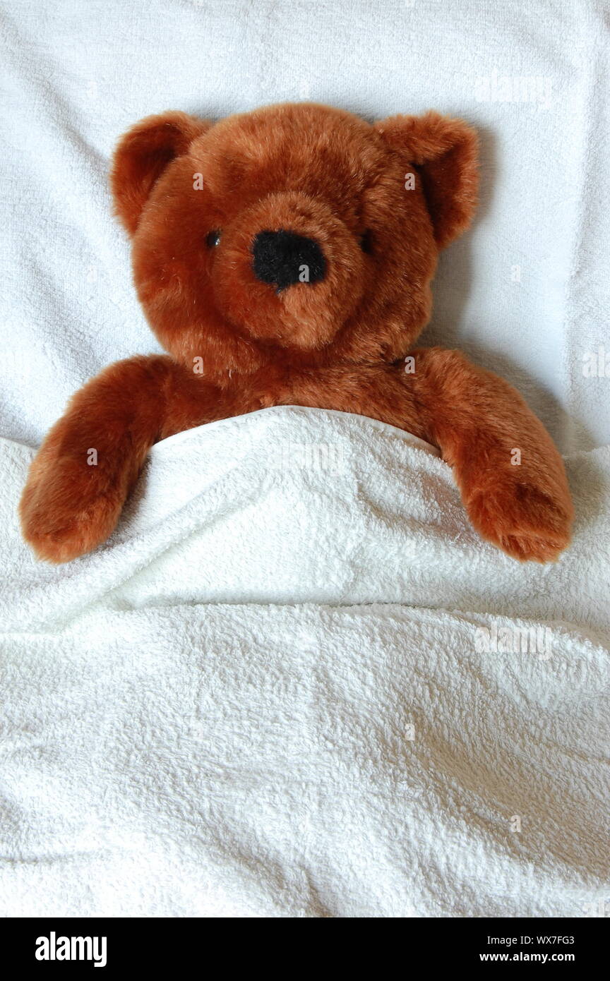 sick teddy bear with injury in a bed in the hospital Stock Photo - Alamy