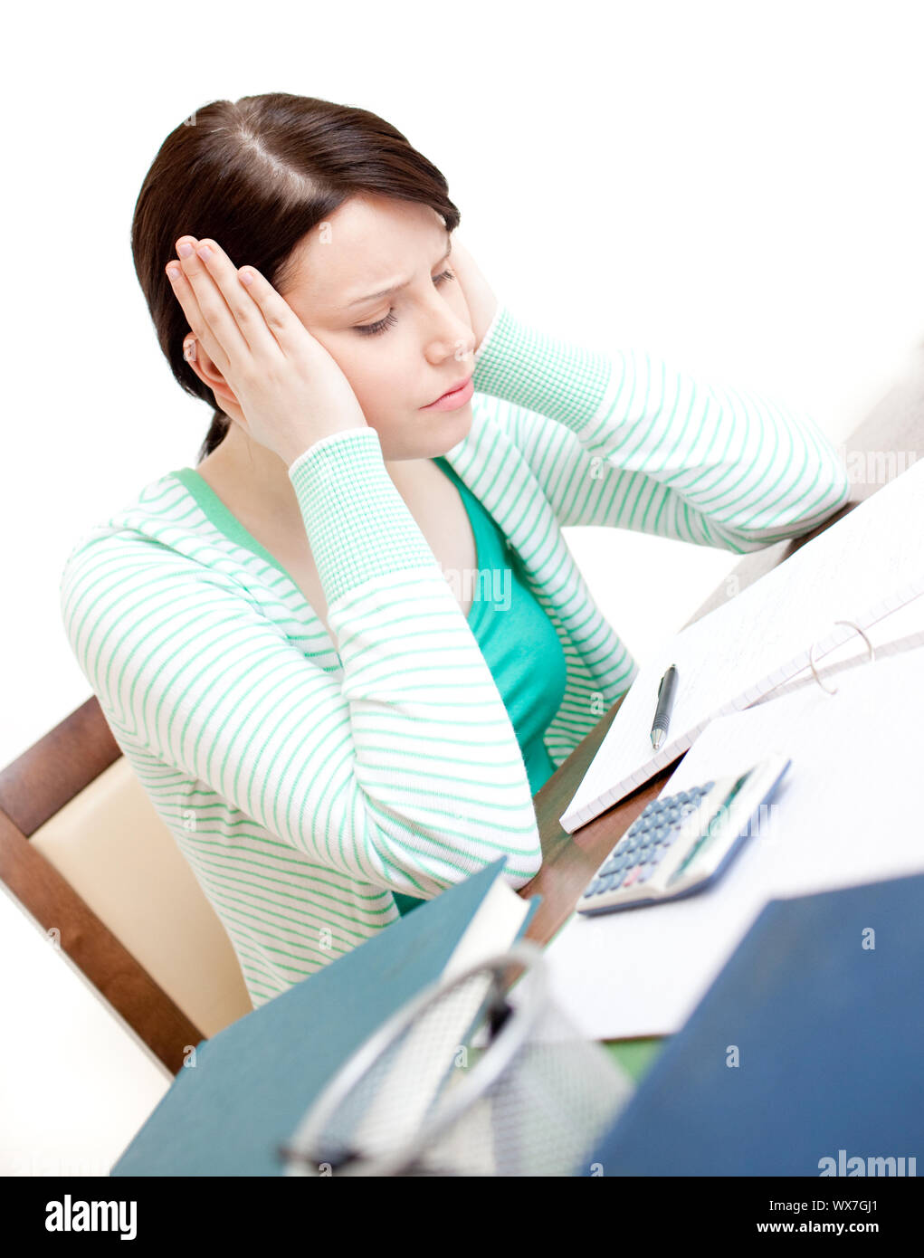 Stressed teenager desk homework hi-res stock photography and images - Alamy