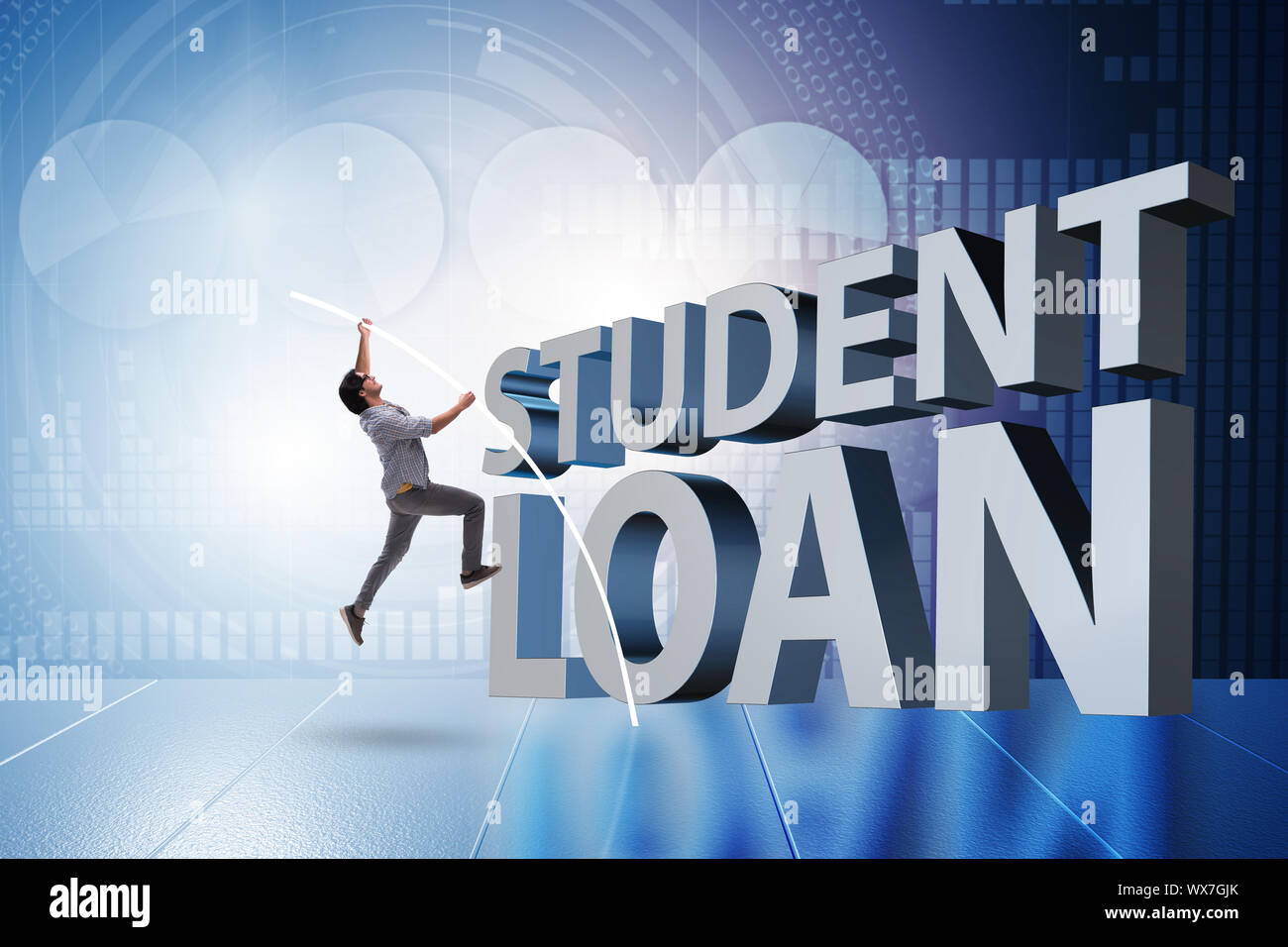 Young student in loan and debt concept Stock Photo - Alamy