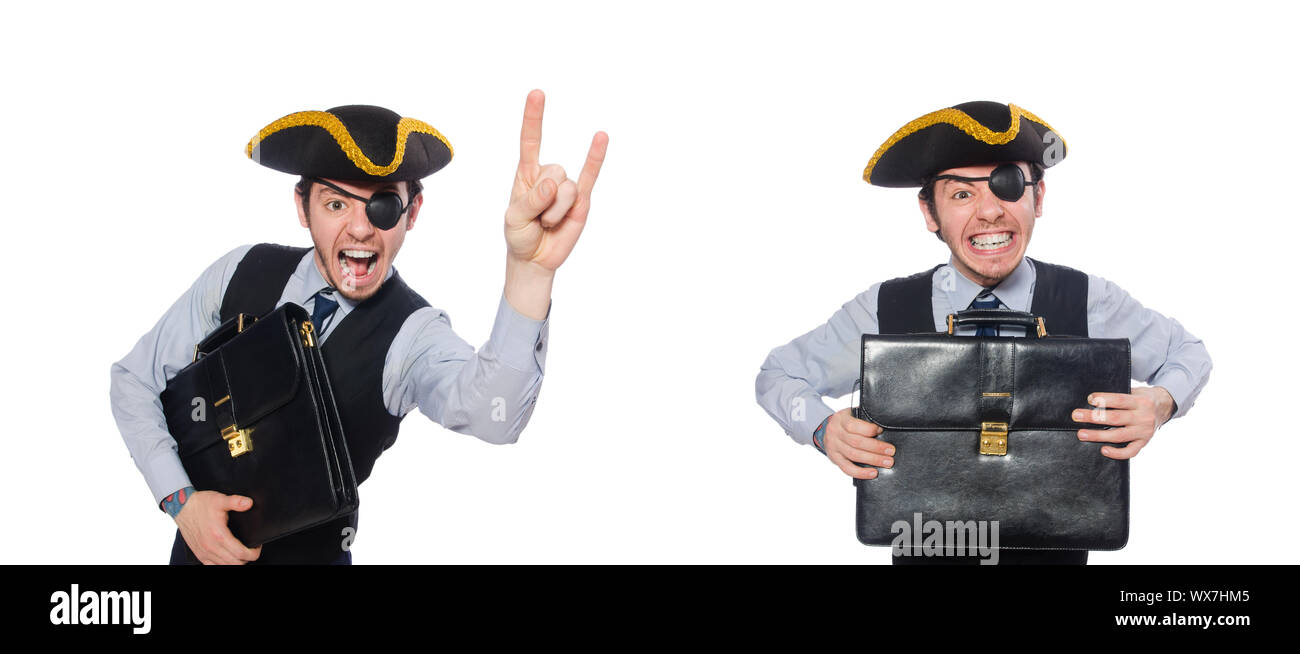 One-eyed man with tricorn isolated on white Stock Photo - Alamy