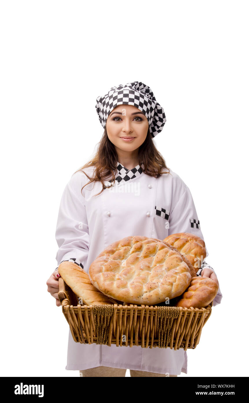 Happy baker presenting loaf bread hi-res stock photography and images ...