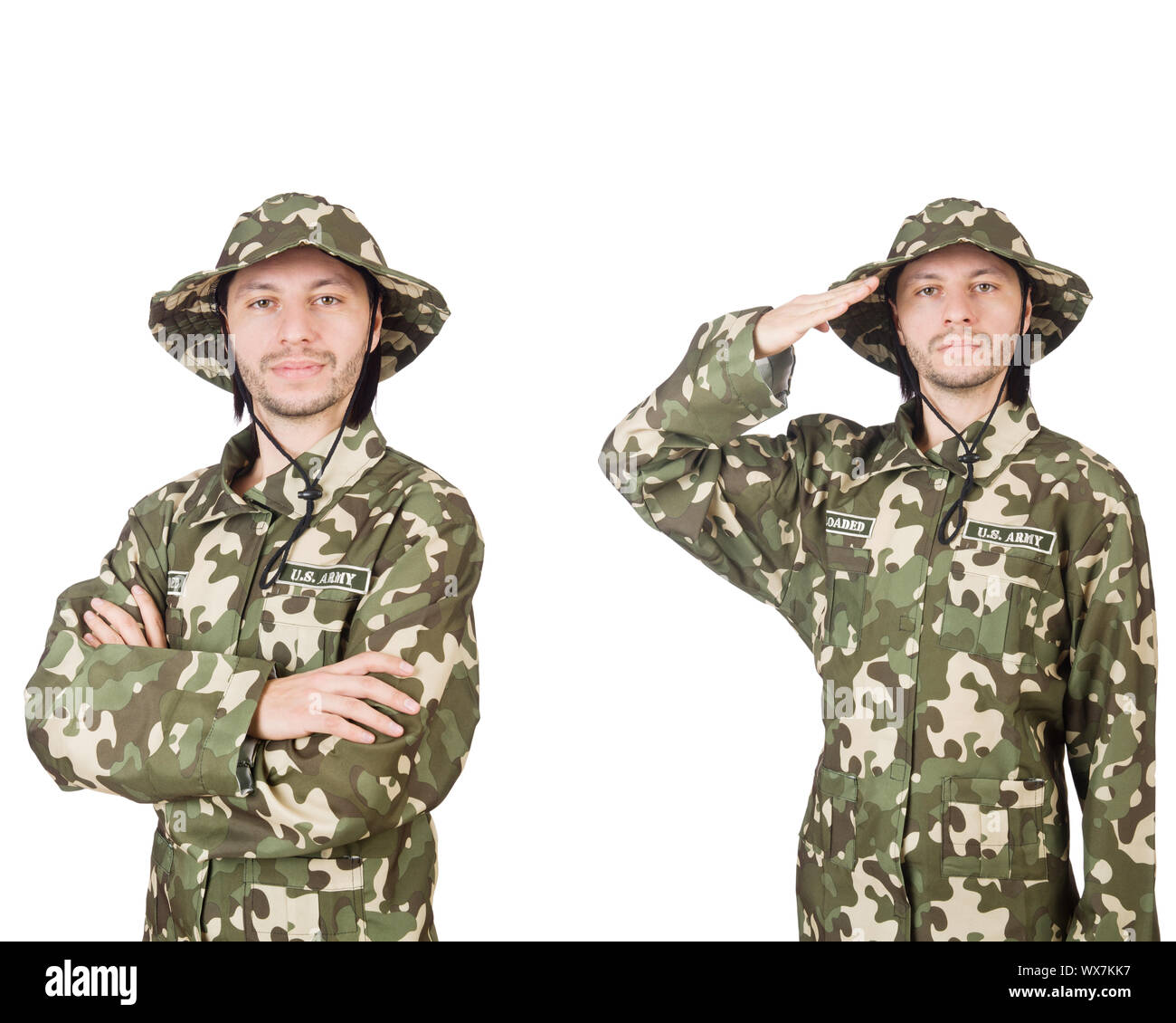 Funny soldier isolated on white Stock Photo - Alamy