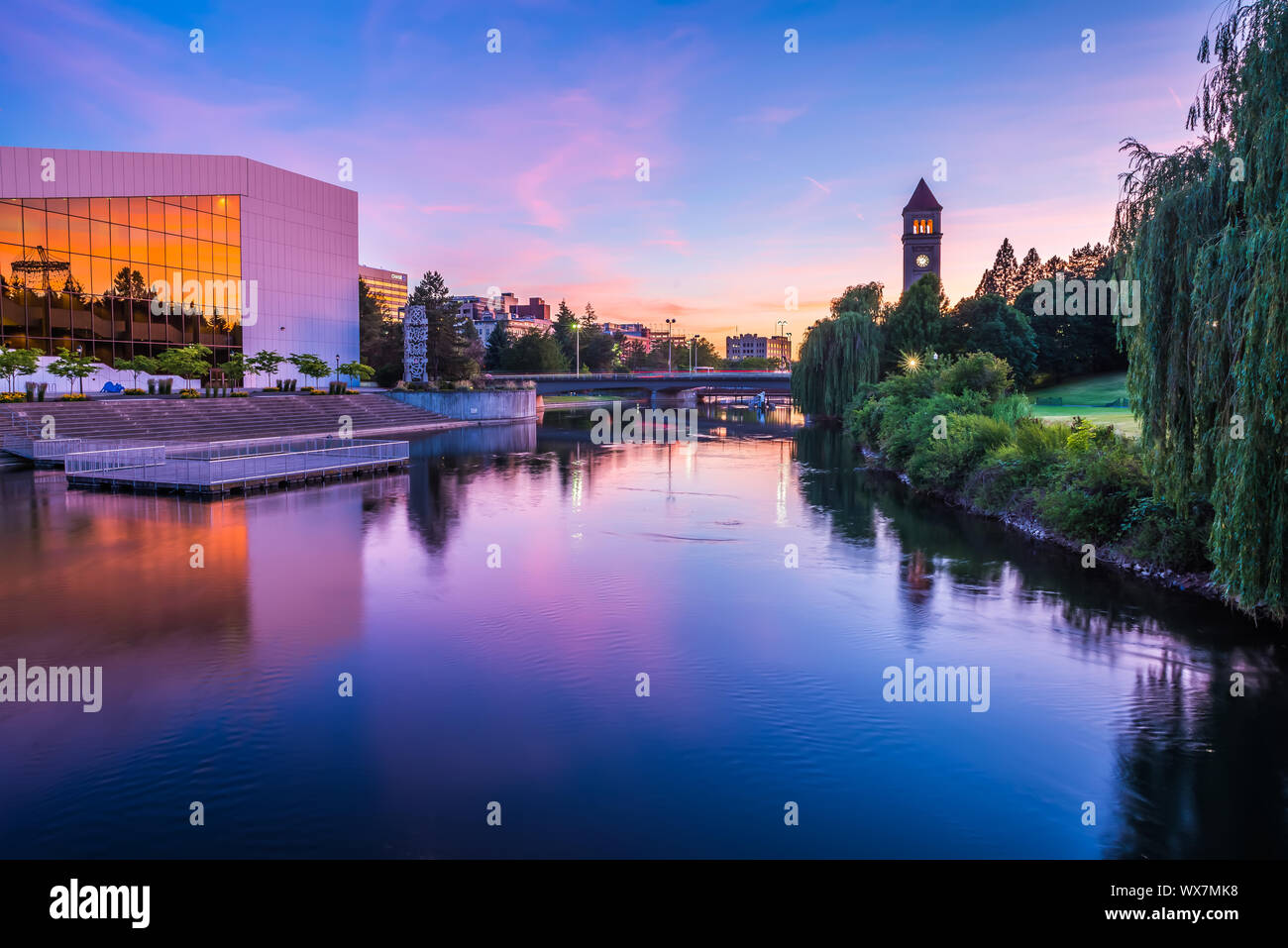 Spokane River in Riverfront Park with Clock Tower Stock Photo - Alamy