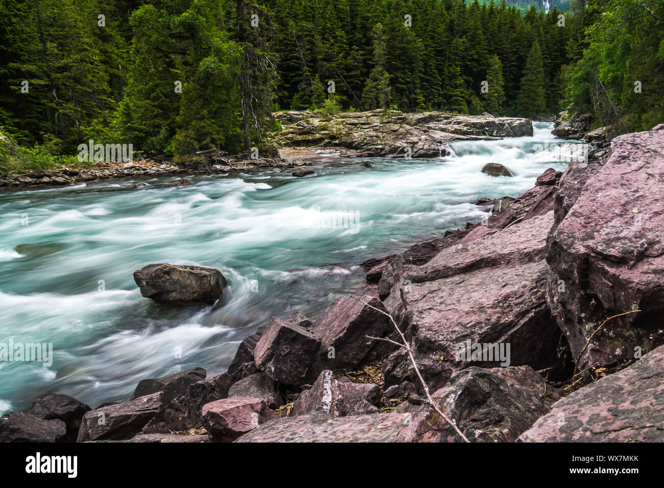 flathead river rapids in glacier national park montana Stock Photo - Alamy