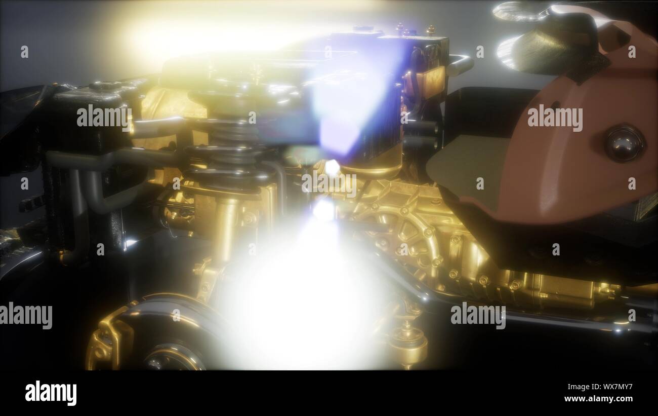 engine and other parts visible in car Stock Photo - Alamy